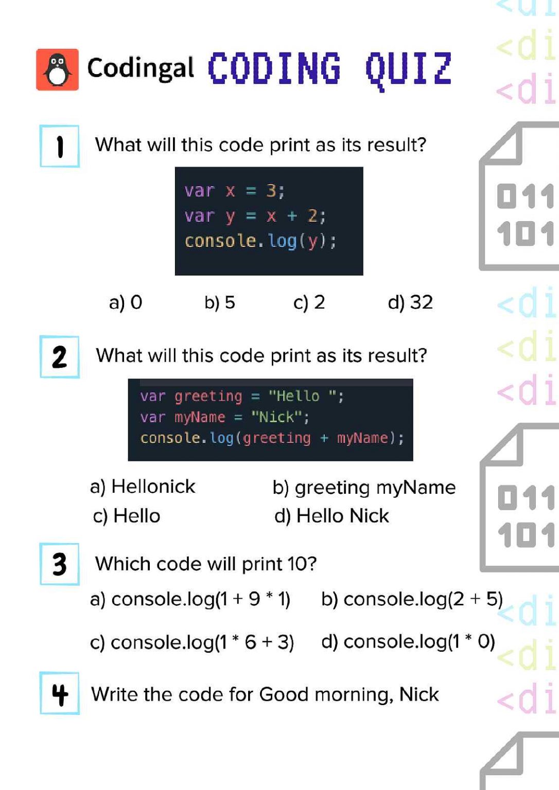 Coding Quiz - Codingal