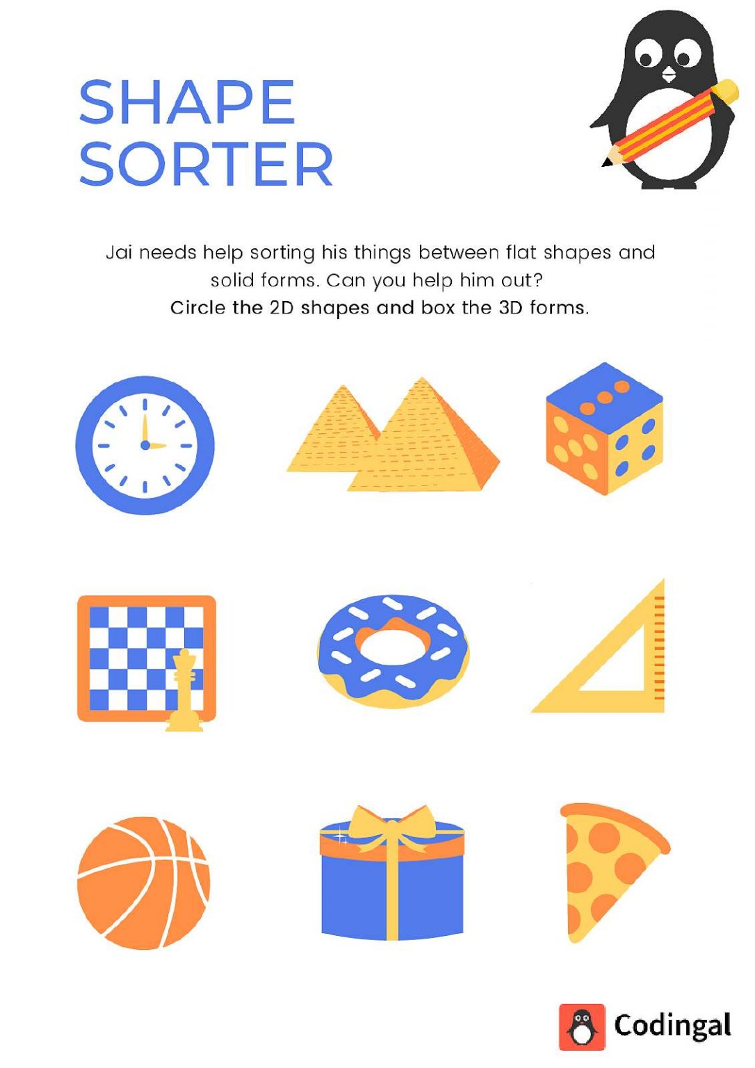 Shape Sorter Worksheet - Codingal