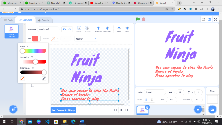 How to create a fruit ninja game on Scratch | Codingal
