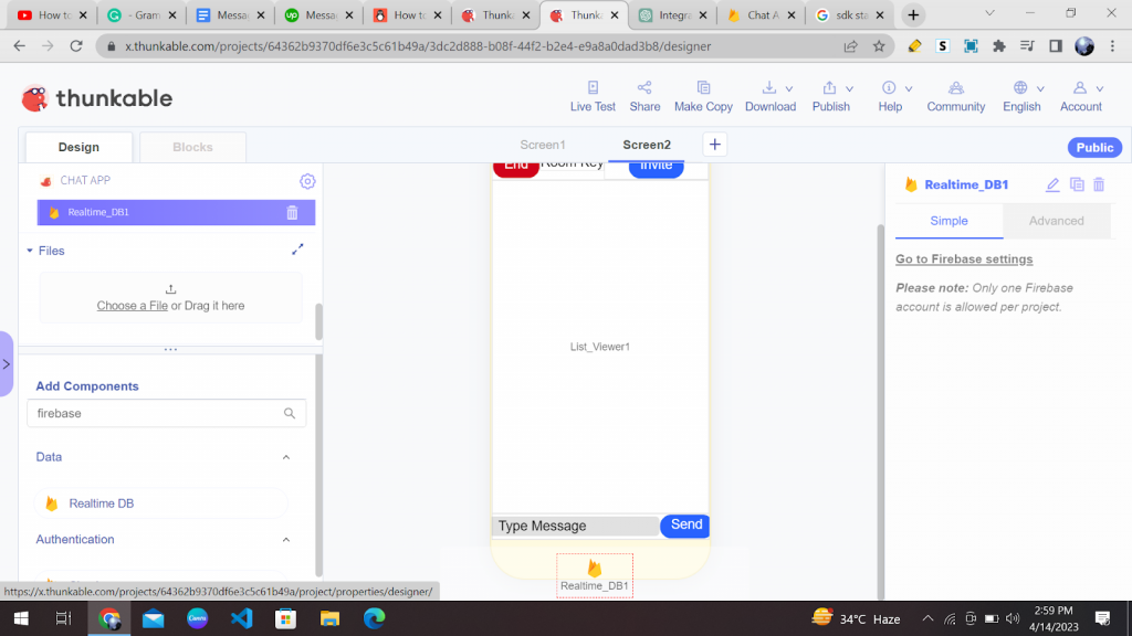 Create a real-time messaging application on Thunkable