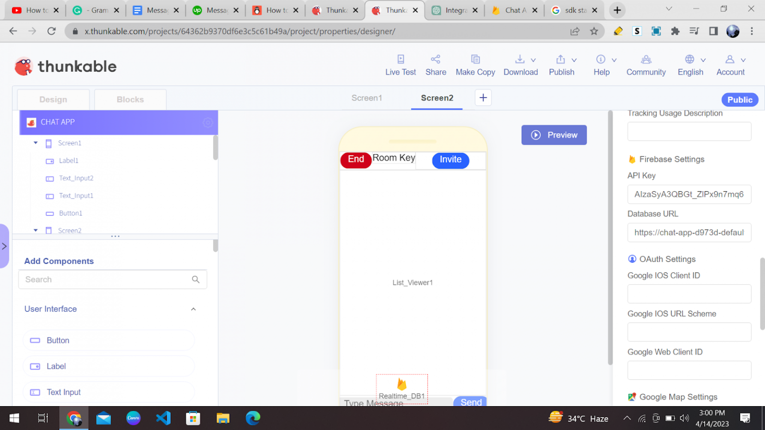 Create a real-time messaging application on Thunkable