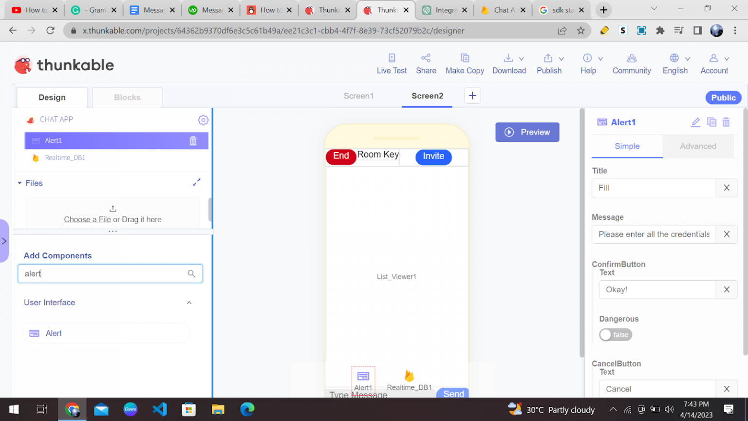 Create a real-time messaging application on Thunkable