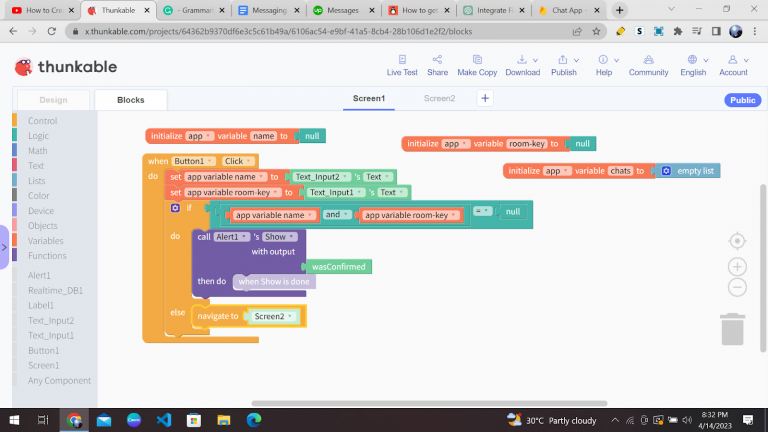 Create a real-time messaging application on Thunkable