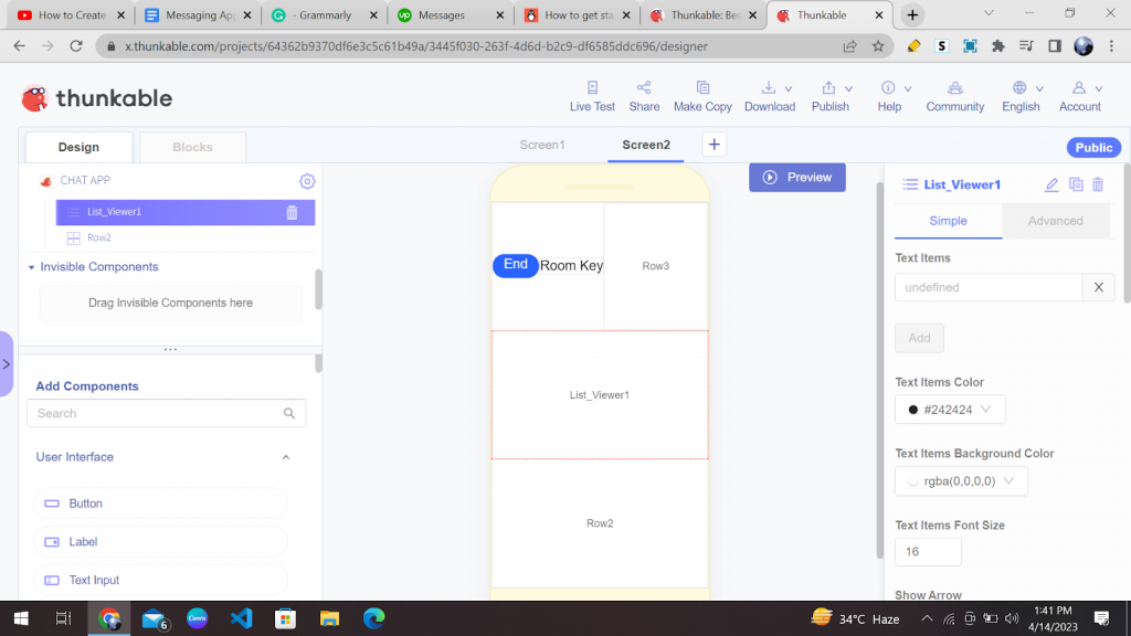 Create a real-time messaging application on Thunkable