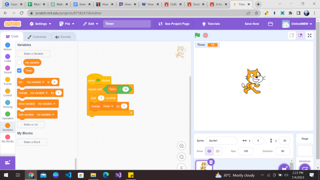Create a Timer in Scratch