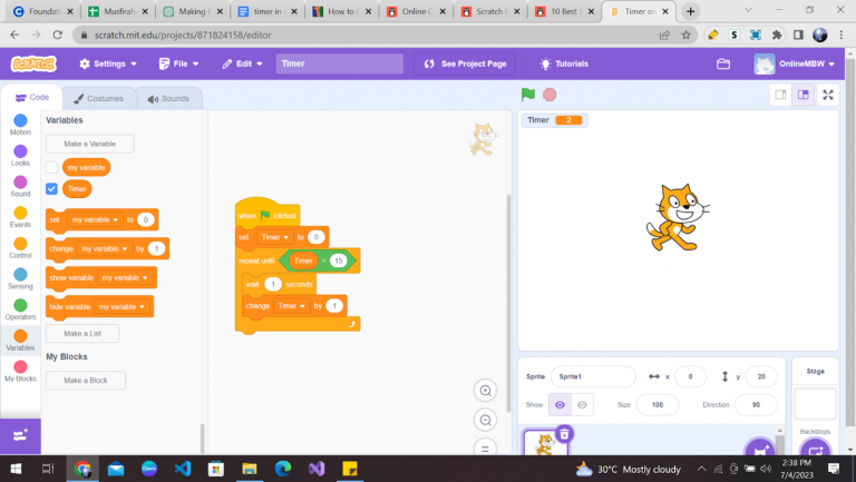 Create a Timer in Scratch | Codingal